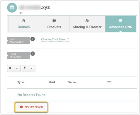 Adding New Record Option Is Not Available Rnamecheap