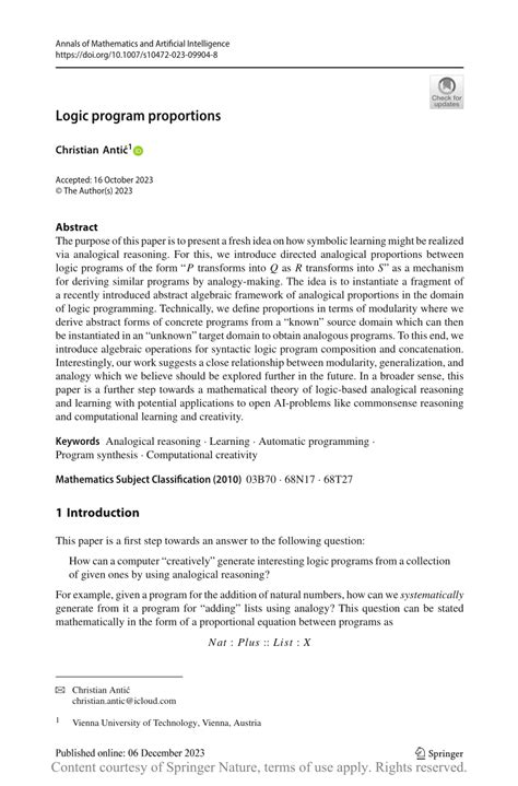 Pdf Logic Program Proportions