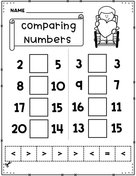 Comparing Numbers 0 20 Worksheets First Grade Worksheets Comparing Numbers Kindergarten