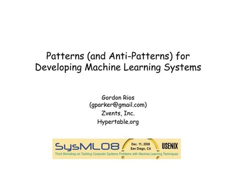 Patterns And Anti Patterns For Developing Machine Learning Systems Pdf