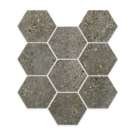 Charcoal Concrete Style Hexagonal Ceramic Tiles