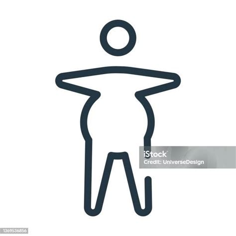 뚱뚱한 인간의 얇은 선 아이콘 감정 개념 고립 된 윤곽 기호에서 인간 의료 선형 아이콘 웹 디자인 및 앱에 대한 벡터 그림 기호 요소입니다 개념에 대한 스톡 벡터 아트 및