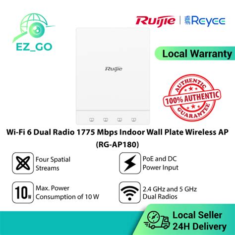 [authentic] Rg Ap180 Ruijie Wi Fi 6 Dual Radio Indoor Wall Plate Wireless Access Point Seamless
