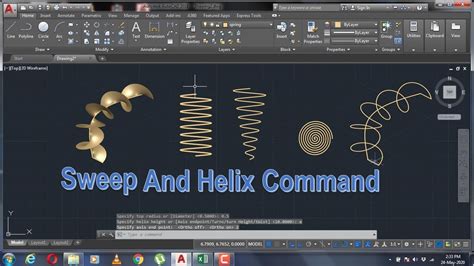 Helix And Sweep Command Autocad Youtube