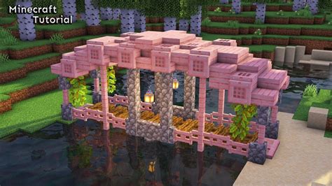 Minecraft 120 How To Build A Cherry Bridge Puente De Cerezo In 2024 Minecraft Haus