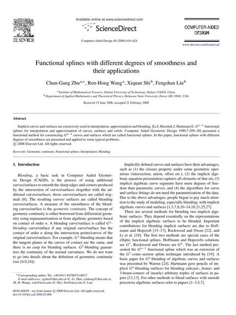 Pdf Functional Splines With Different Degrees Of Smoothness And Their