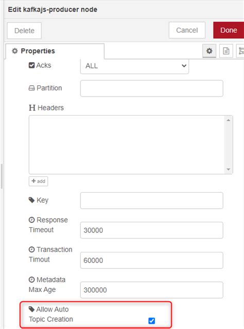 using kafka messages in node red