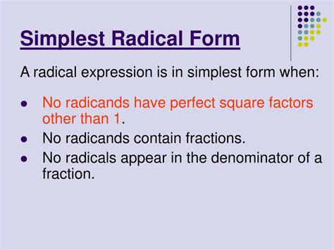 PPT Aim How Do We Simplify Radical Expressions PowerPoint Presentation ID