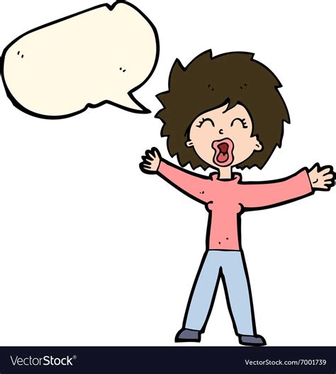 Cartoon Woman Shouting With Speech Bubble Vector Image