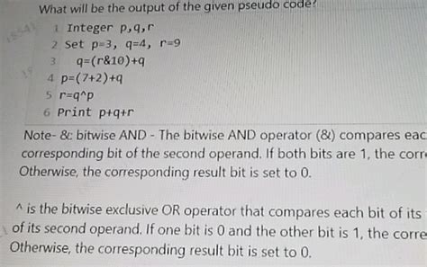 What Will Be The Output Of The Given Pseudo StudyX