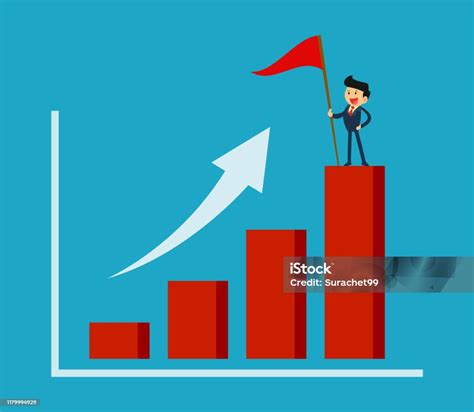 비즈니스 성공 개념을 고수합니다 성장 그래프에 플래그를 들고 성공 사업가 개념에 대한 스톡 벡터 아트 및 기타 이미지 개념 개발 경영자 Istock