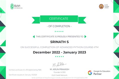 Srinath S On Linkedin Guvi Python