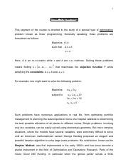 Understanding Linear Programming Optimization Problems And The