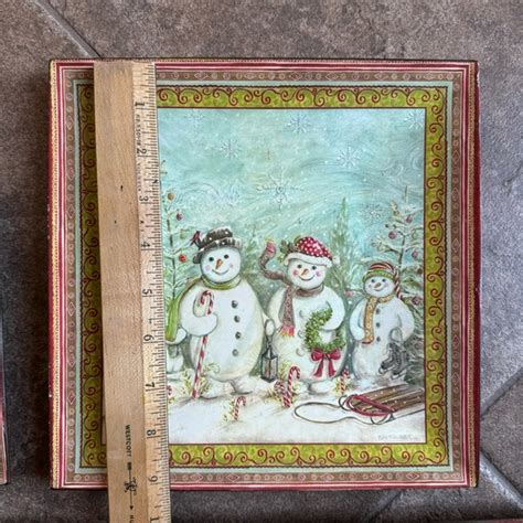 Kate Mcrostie Holiday Kate Mcrostie Stackable Snowman Tray Set