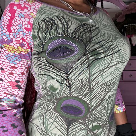 Y2k Euro Top Stunning Retro Graphic Long Sleeve Depop