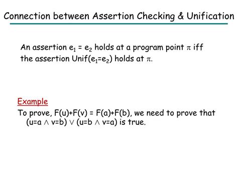 Ppt Assertion Checking Unified Powerpoint Presentation Free Download Id1221491