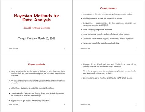 Bayesian Data Analysis Methods Models
