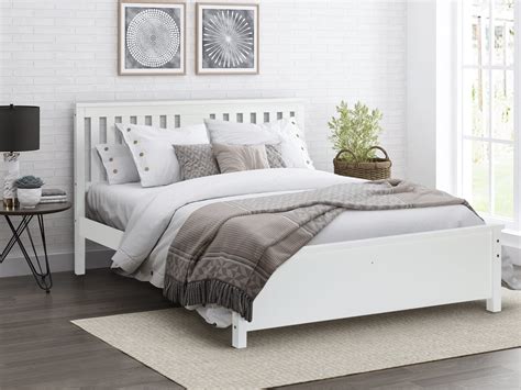 Castor Queen Wooden Bed Frame White Treasurebox