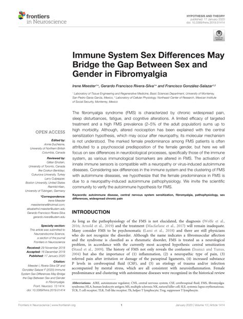 Pdf Immune System Sex Differences May Bridge The Gap Between Sex And