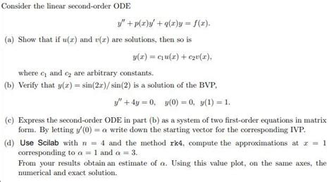 Solved Consider The Linear Second Order Ode