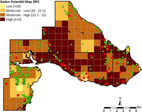 Radon Potential Map At 1 Km Grid Squares Indoor Radon Measurements Are Download Scientific