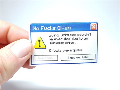Meme Sticker Windows XP Error No Fucks Given Funny Retro Computer Sticker For Computerfreaks
