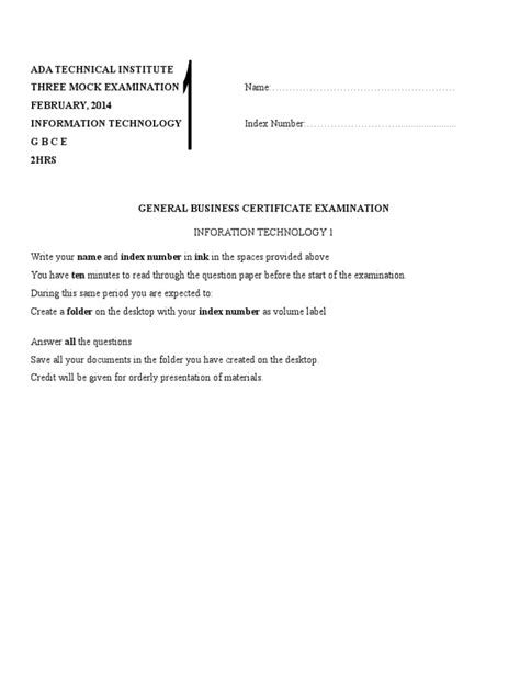 Ict Practicals Sample Questions Pdf Business