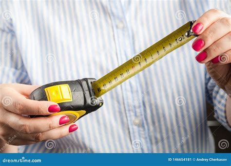 Penis Size Concept Woman With Measuring Tape Stock Image Image Of Curious Amazed 146654181