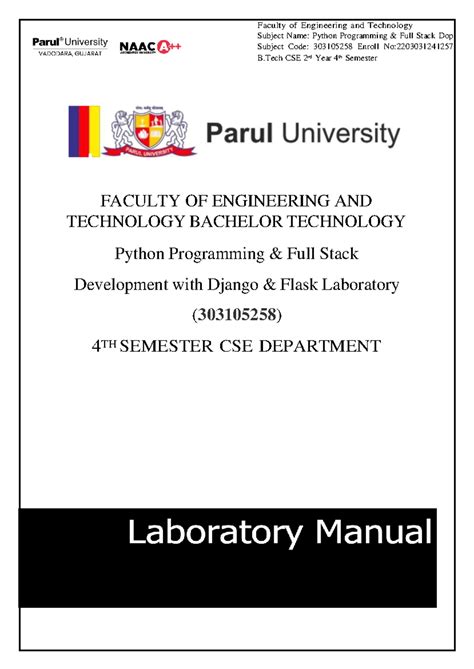 Python Lab Manual Subject Name Python Programming And Full Stack Dop