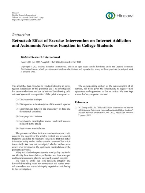 Pdf Retracted Effect Of Exercise Intervention On Internet Addiction And Autonomic Nervous