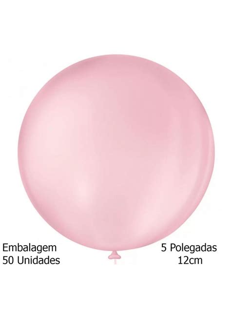 Balão De Látex Rosa Bebe Candy Liso 5 Polegadas 12cm 50 Unidades