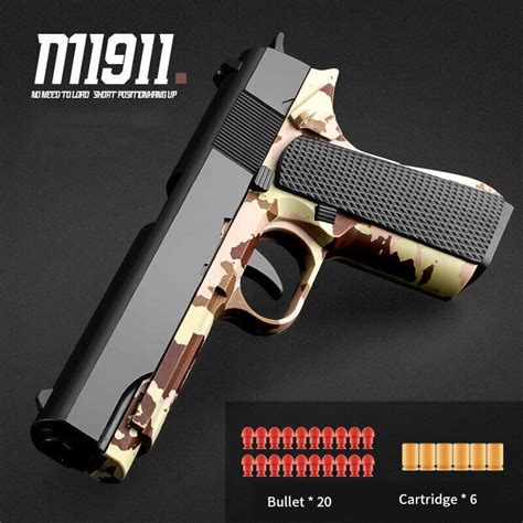 Colt 1911 Toy Pistol Gun Soft Bullet W Semi Auto Fire And Ejecting Shell