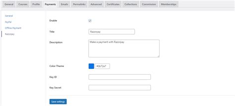 Razorpay Add On For LearnPress ThimPress