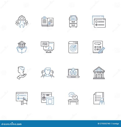 Project Management Education Line Icons Collection Planning Execution Scope Timeline Risk