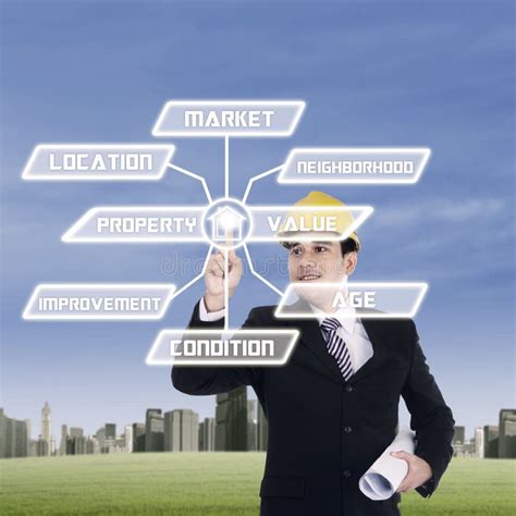 Developer With Property Value Chart Stock Image Image Of Button