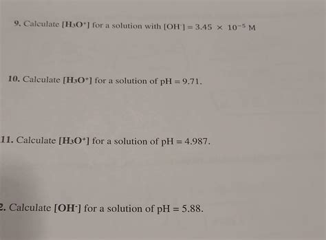 Solved Calculate H O For A Solution With Chegg Com