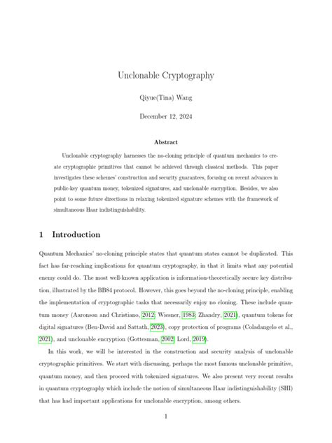 Unclonable Cryptography Pdf Cryptography Encryption