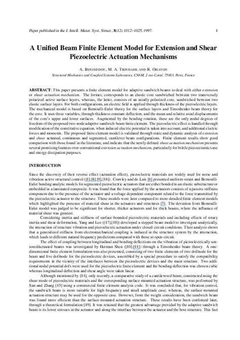 Pdf A Unified Beam Finite Element Model For Extension And Shear