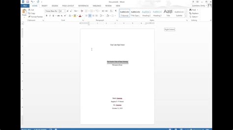 Mla Cover Page Template Word