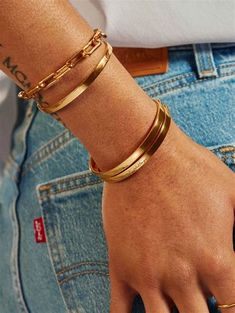 Monica Vinader Essential Bangle Bracelet Gold Farfetch Ao