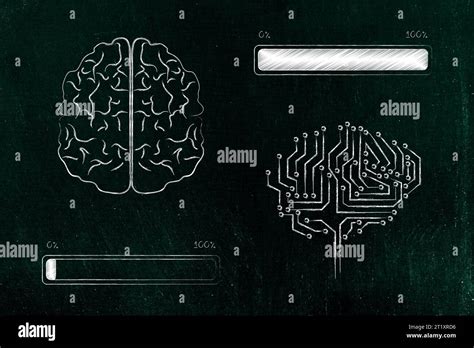 Artificial Intelligence And Deep Learning Conceptual Illustration Human Brain With Slow