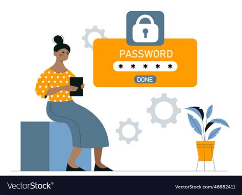 Woman With Password Royalty Free Vector Image VectorStock