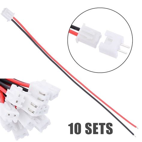 Ff Unnicoco 10 Set 2 Pin Mini Micro Jst Xh2 54mm 24awg Connector Plug With Wires 150mm Tools