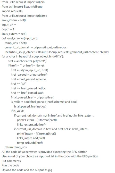 Solved From Urllibrequest Import Urljoin From Bs4 Import
