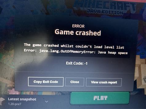 My Game Is Crashing Every Time I Try To Open The World List It Says Its Out Of Memory But My