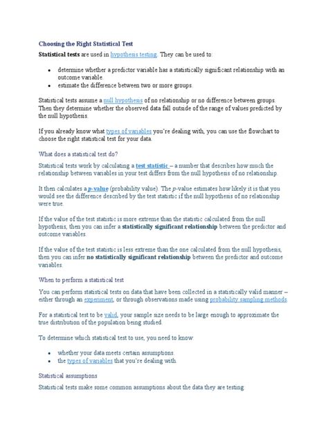 Choosing The Right Statistical Test Pdf