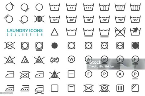 세탁 플랫 아이콘 세트 흰색 배경 격리 된 개체에 대한 지침에 대한 섬유 그래픽의 세척 관리테마에 선형 아이콘의 큰 세트 가사 집안일에 대한 스톡 벡터 아트 및 기타 이미지
