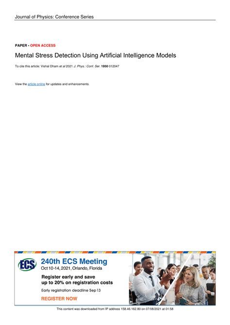 Pdf Mental Stress Detection Using Artificial Intelligence Models