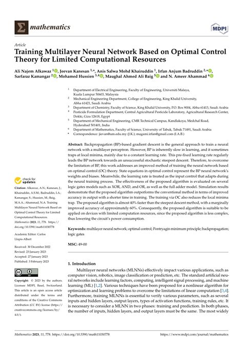 Pdf Training Multilayer Neural Network Based On Optimal Control Theory For Limited