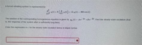 Solved A Forced Vibrating System Is Represented By 2 Y T